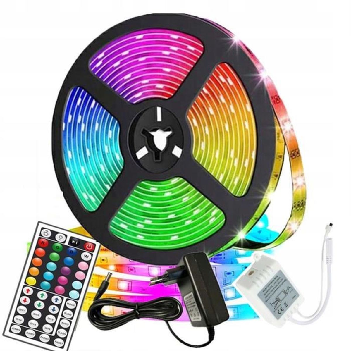 Ruban LED Bleutooth 10M, Bande LED SMD 2835 RGB Multicolore LEDs Kit de Bandeau LED Lumineux ...