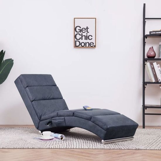 "Printemps/été" Chaise longue de longue Gris Similicuir daim - VIDAXL ...