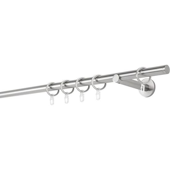 Tringle à rideau sur mesure 20 mm Match 1 voie Support mural 12 cm Style avec anneaux pour ...