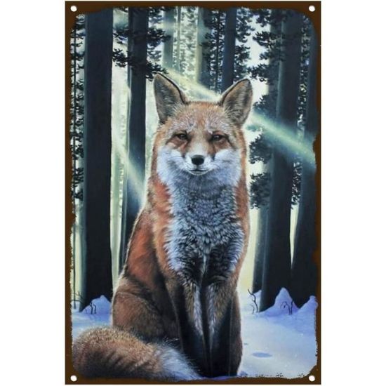Poster Métallique Affiche,Renard Animal de la forêt,Peinture Art ...