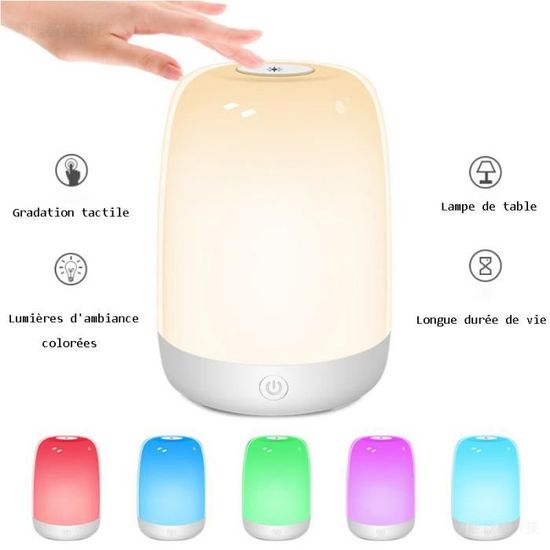 Veilleuse - OEMG - Lampe de Table Tactile LED - Lumière Chaude - 7 ...
