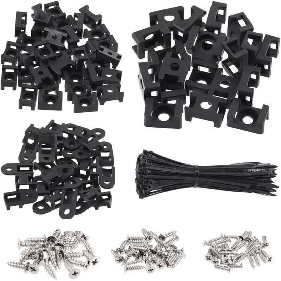 Glarks Lot de 360 attaches de câble noires et attaches de câble avec ...