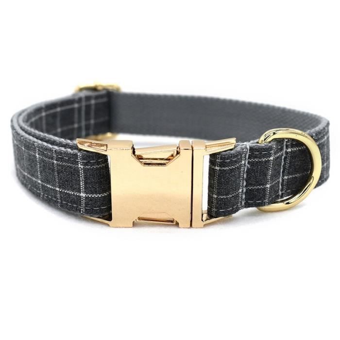 Collier personnalisé pour animal de compagnie, à carreaux gris et bleu ...