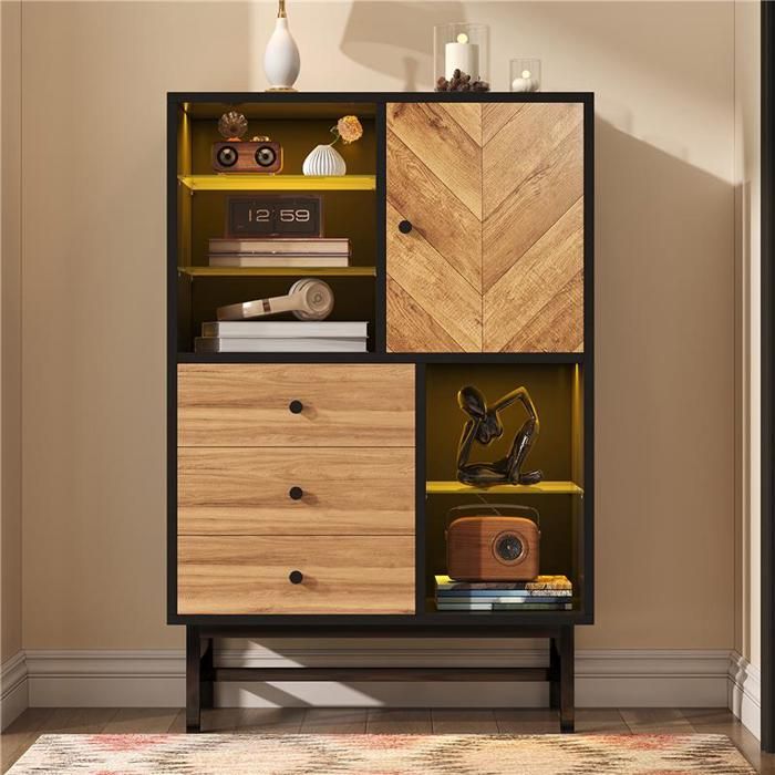 Vitrine,Vitrine Avec Ruban Lumineux LED 12 Couleurs,Armoire Avec ...