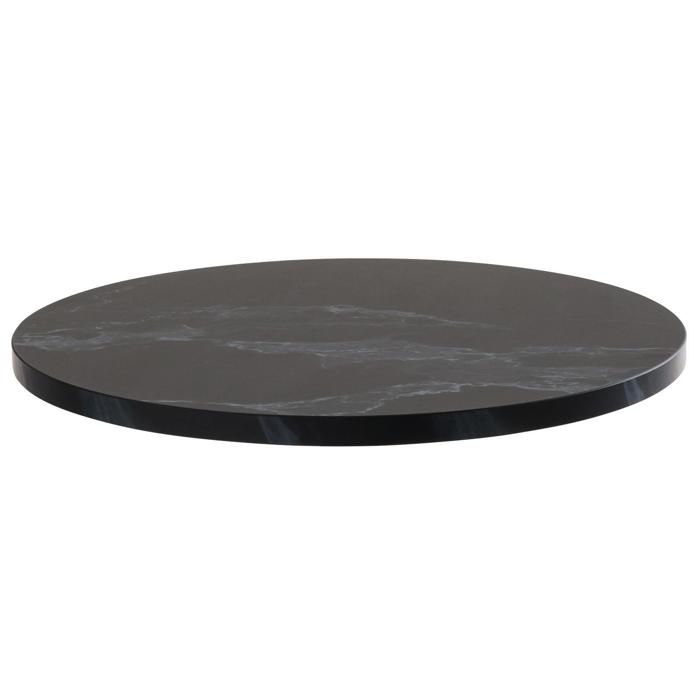 Plateau de table rond en mélaminé 60 cm marbre noir - Oviala ...