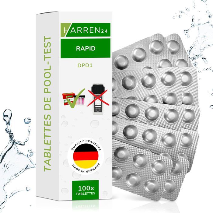 Harren24 Pastilles de test (Rapid) Chlore libre DPD1, Oxygène actif ...