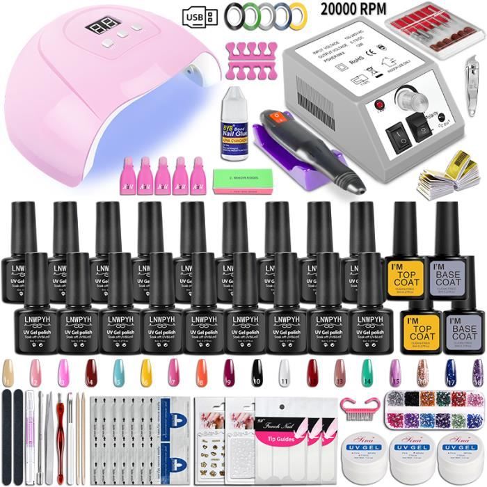 LNWPYH-Ensemble de vernis à ongles en gel avec lampe à ongles LED, semi ...