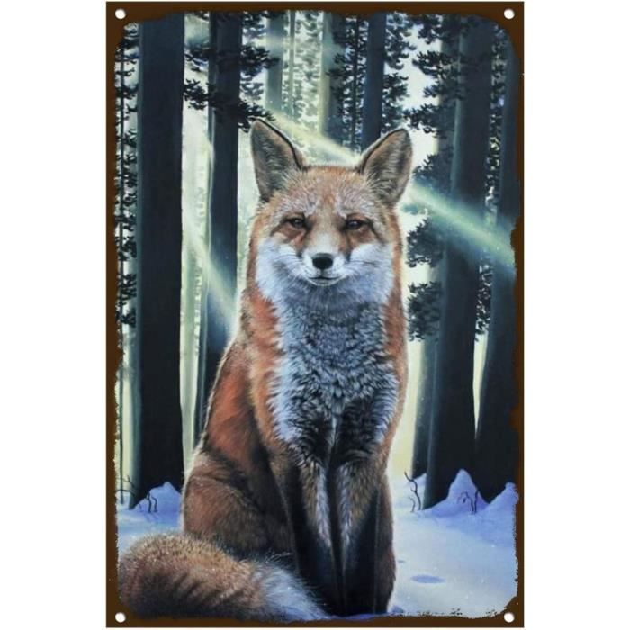 Poster Métallique Affiche,Renard Animal de la forêt,Peinture Art ...