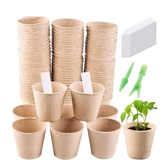 Pot de Germination - Biodégradable - 100 Pots - 2 Plantoirs - 50 ...
