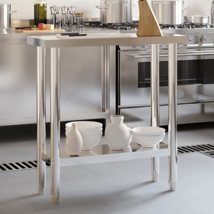 FAS Table de travail de cuisine 82,5x30x85 cm acier inoxydable A376451 ...
