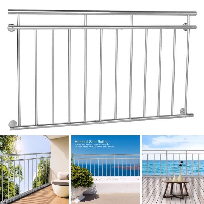 Balcon Français avec Barres Transversales Balcon en Acier Inoxydable ...