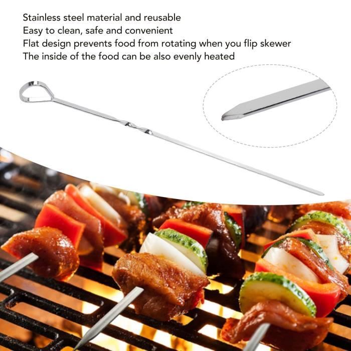 GOTOTOP brochette de barbecue Bâtonnets de kebab en acier inoxydable ...