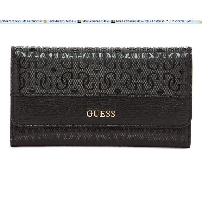 Portefeuille Guess Logo Monogramme Simili Cuir Janette SLG S0195 Noir ...