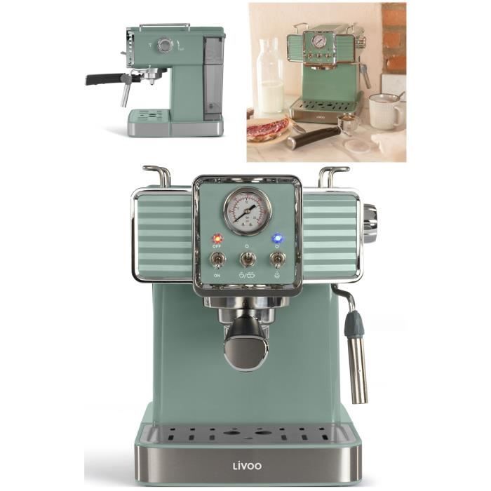 Cafetière Expresso électrique Verte 1350W Design 1L5 INOX Café moulu ou ...