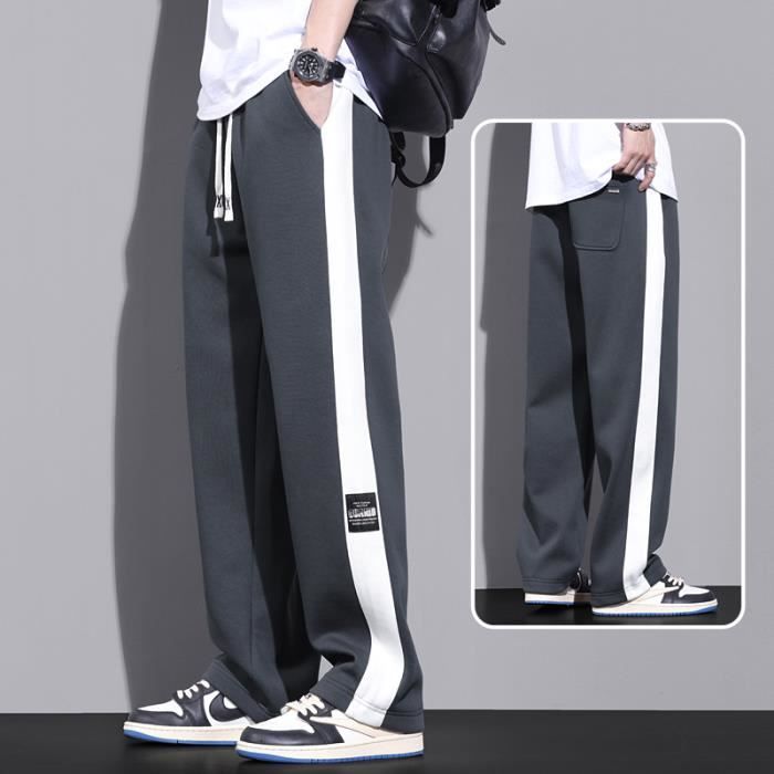 Pantalon Homme Jogging Sport en Coton Confort Coupe Droite Bicolore ...
