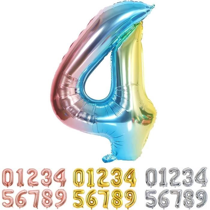 Foil Ballons Chiffre 4 Dégradé Bleu, Grands Ballon Numéro 0 1 2 3 4 5 7 ...