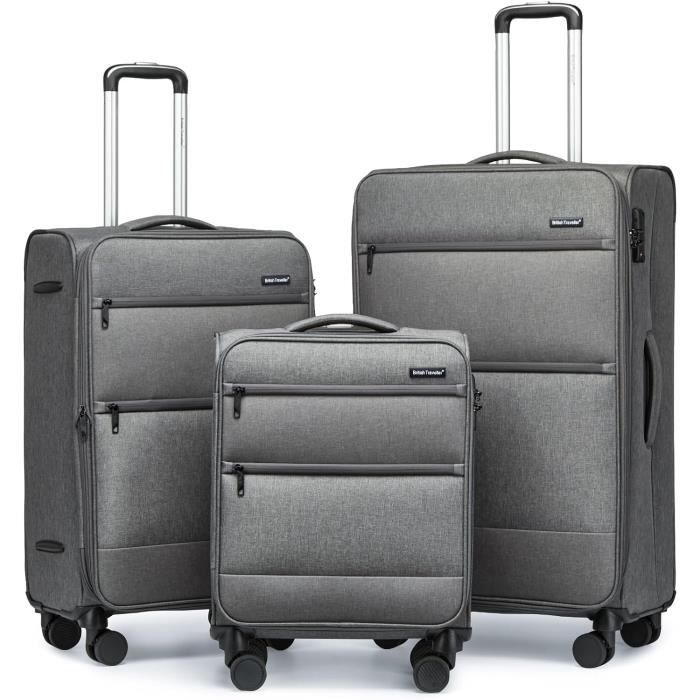 Set De 3 Valise Souple Extensible Valise Soute, Valise À 4 Roulettes ...