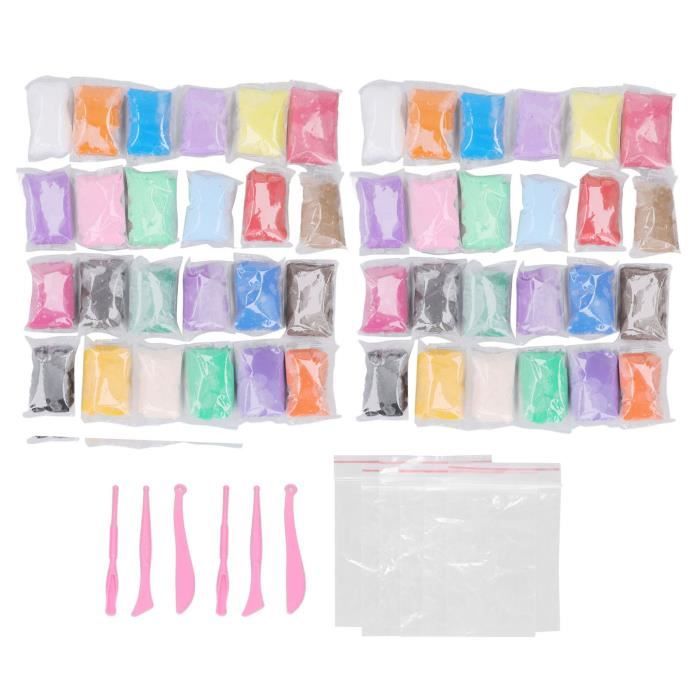 Tbest Argile à modeler 2 ensembles d'argile sèche à l'air 48 couleurs ...