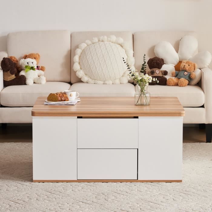 Table basse multifonction relevable - Plateau se divise en 2 tables ...