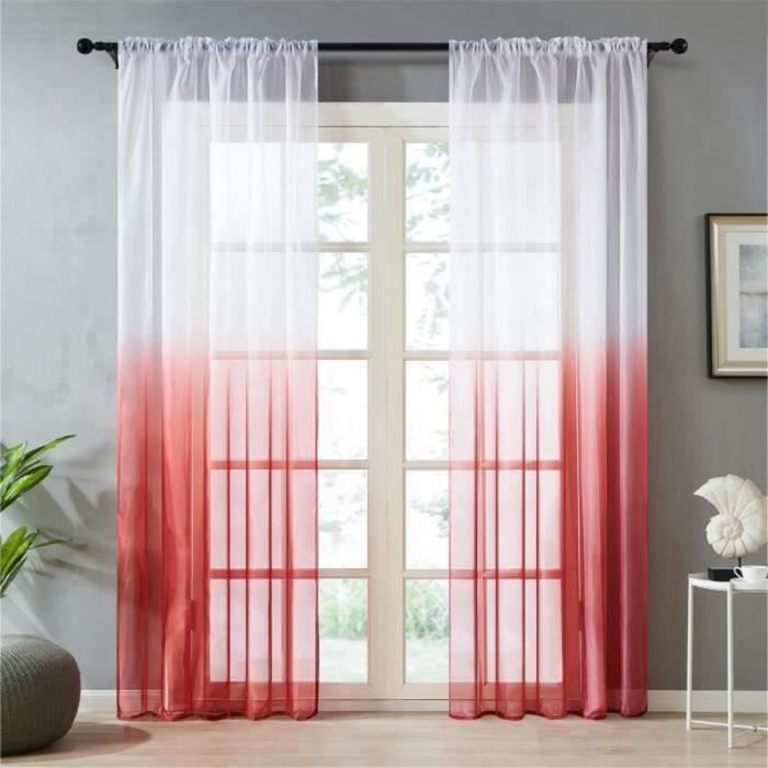 RIDEAU - DOUBLE RIDEAUX Topfinel Rideau Voilages 140x220cm - Rouge 2 ...
