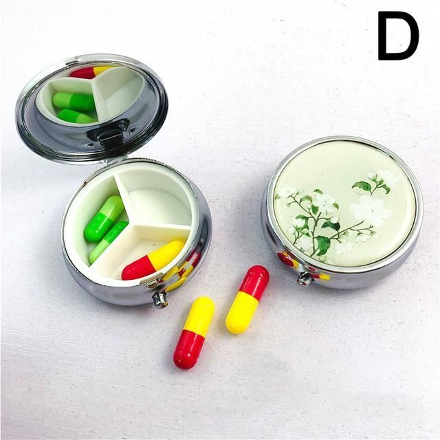 Pill storage box,4--Mini boîte à médicaments portable ronde en acier ...