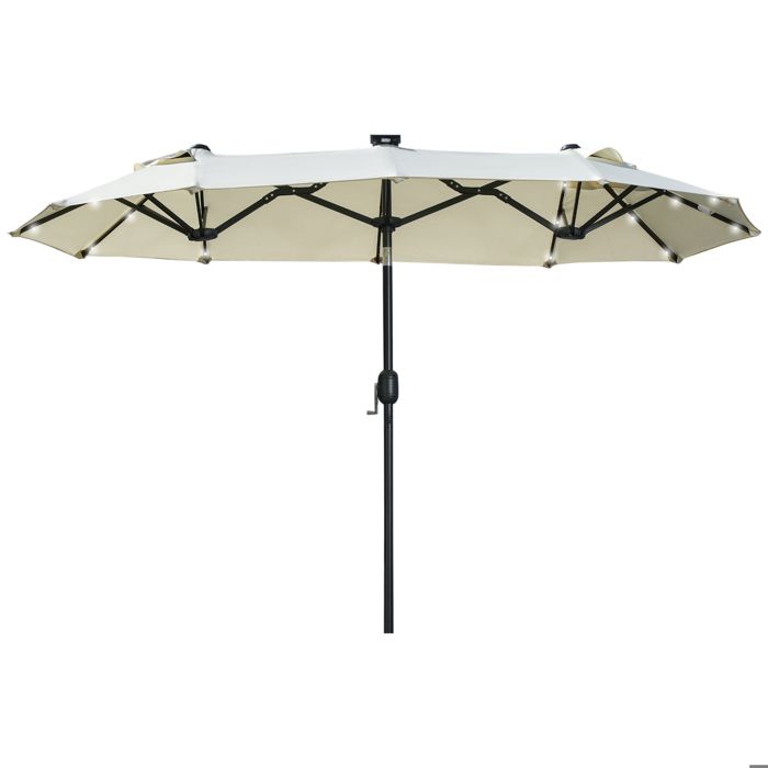 Parasol 295 x 219cm double parasol avec LED, angle d'inclinaison ...