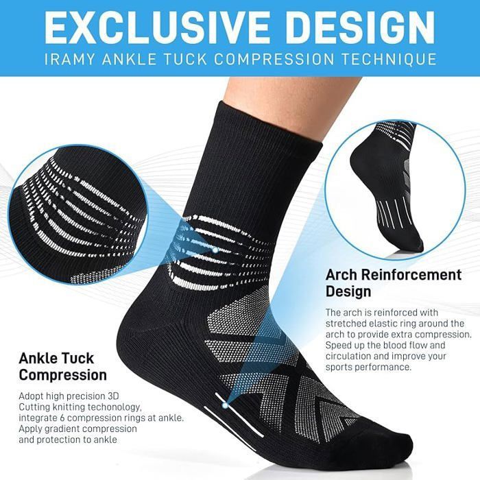 Bas de Contention Homme Femme Chaussettes de Contention Running Support ...