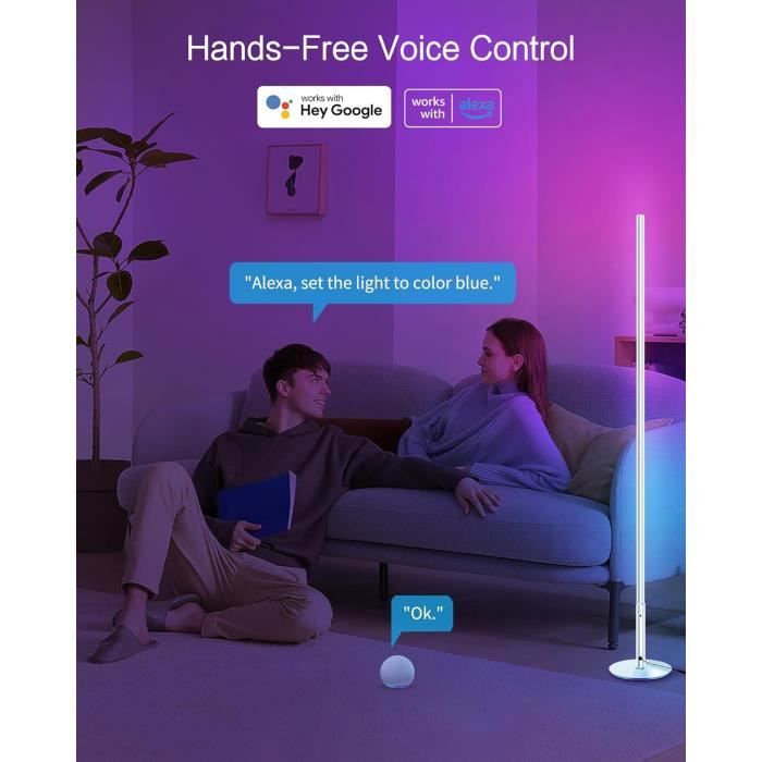 Led Lampadaire Sur Pied Salon, Wifi Lampadaire Sur Pied Fonctionne Avec Alexa, Google Assistant ...