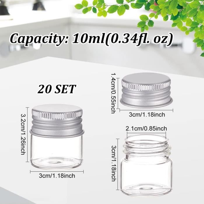 20 Paquet De Contenants Cosmétiques Vides En Verre De 10 Ml-0.34 Oz ...