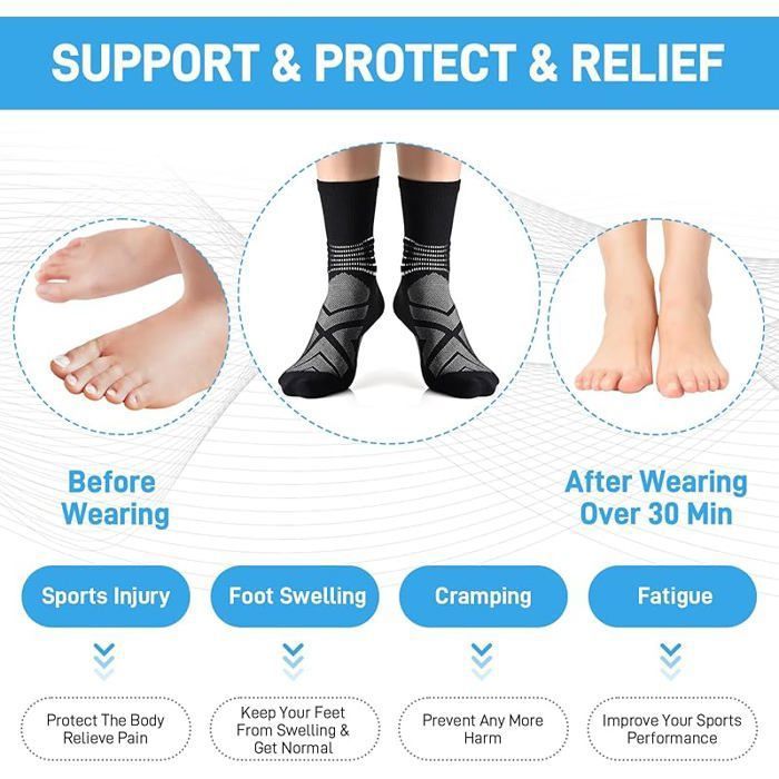 Bas de Contention Homme Femme Chaussettes de Contention Running Support ...