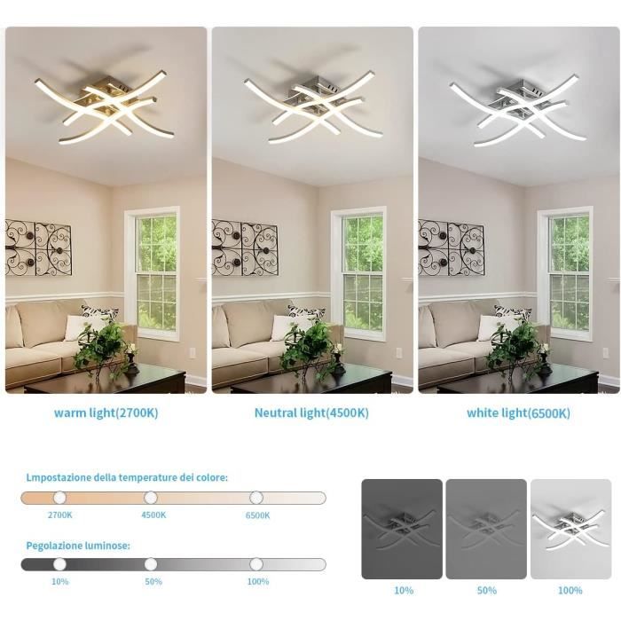 Plafonnier Led Avec Télécommande 28W Plafonnier Led Salon Dimmable ...