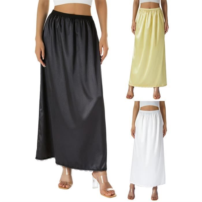 Jupes Femmes - longue en Satin et dentelle - FR87Be Beige - Cdiscount ...