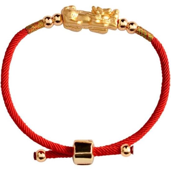 Pixiu Bracelet En Corde Rouge Porte-Bonheur Réglable Avec Nœuds Tibétains Et Boîte D'Emballage ...
