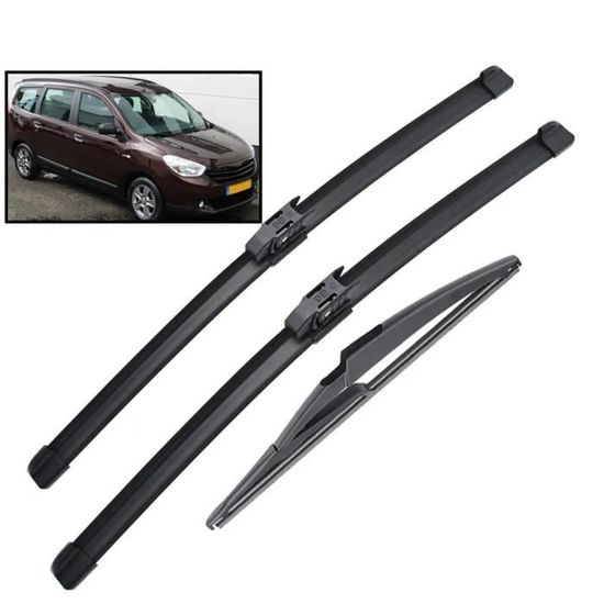 Lot de 3 Balais d'essuie-glace avant + arrière Pour Renault Lodgy - Dacia Lodgy 2017 2018 2019 ...