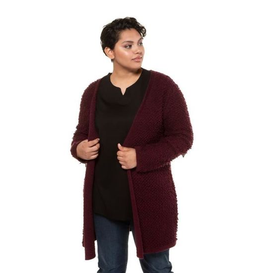 ULLA POPKEN Cardigan doux tricot structuré forme ouverte manches ...