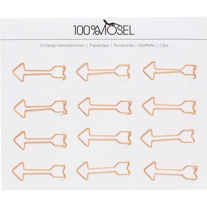 Trombones or rose|Lot de 12 pinces à lettre en métal|Motif pinces à ...