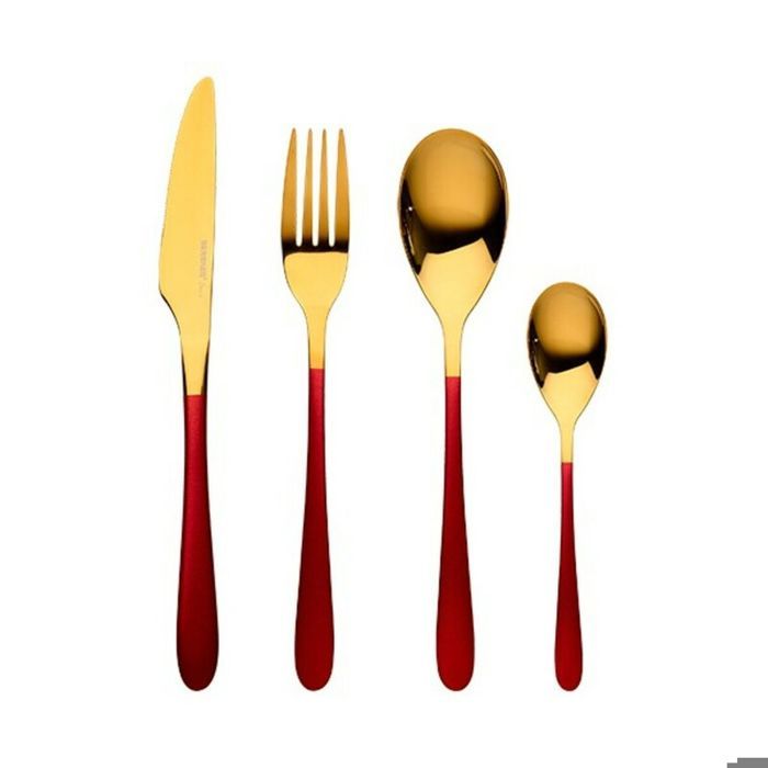 Couverts Bergner Lisboa Rouge Acier inoxydable (16 pcs) - Cdiscount Maison