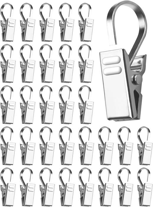 Crochet Rideau 100 Pièces Pince Rideau 2,6cm Anneaux Rideaux avec Pince ...