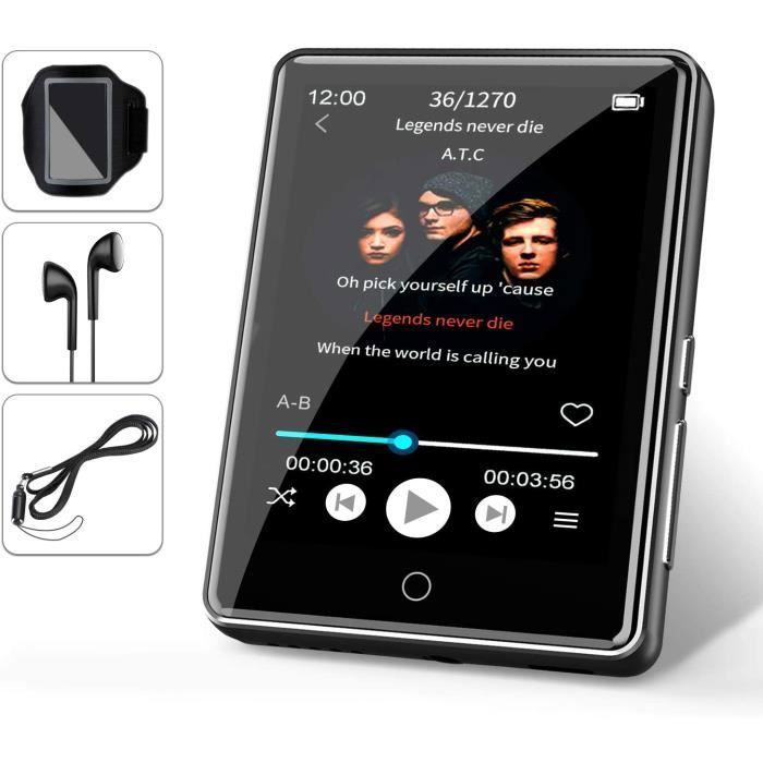Lecteur MP3 JBHOO 32Go Bluetooth 5.0 avec Orateur, FM Radio, Podomètre et Enregistrement Noir ...