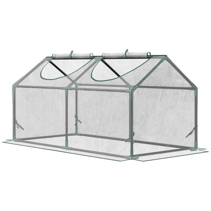 Serre de jardin mini serre 2 fenêtres enroulables couverture en PVC 120 ...