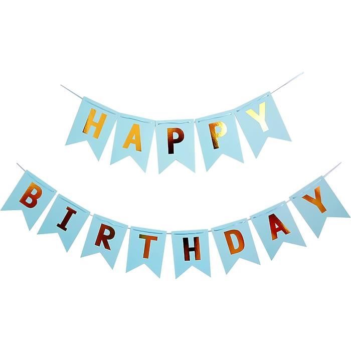 Banderole Joyeux Anniversaire Bleu | Happy Birthday Decoration | Guirlande Joyeux Anniversaire ...