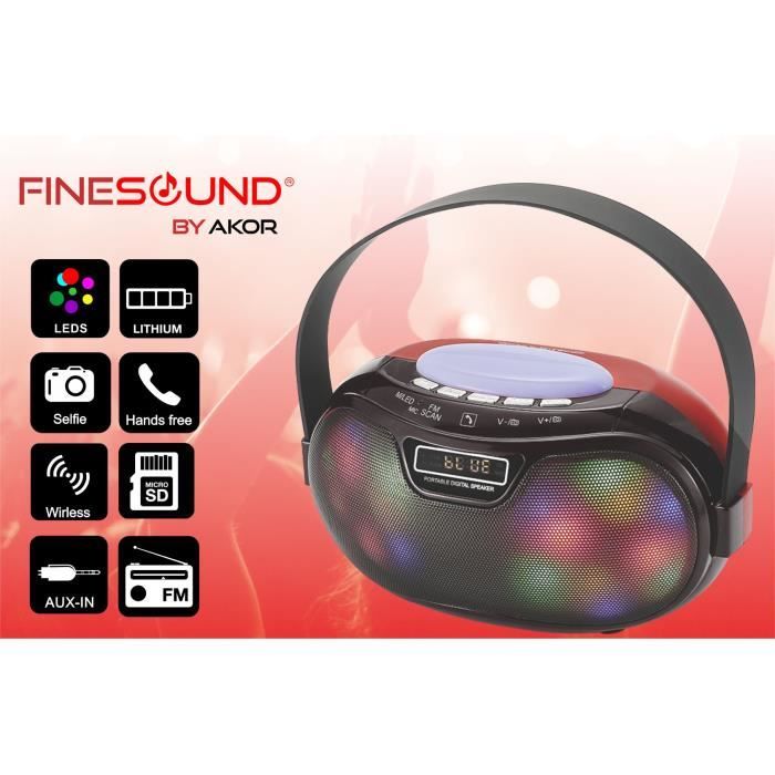 MINI BOOMBOX BT FM USB MICRO SD NOIRE - AKOR - Cdiscount TV Son Photo