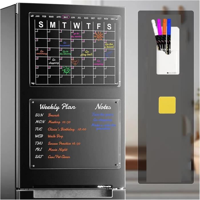 Tableau EffaçAble à Sec MagnéTique pour RéFrigéRateur, 17X12, 2 Pièces ...