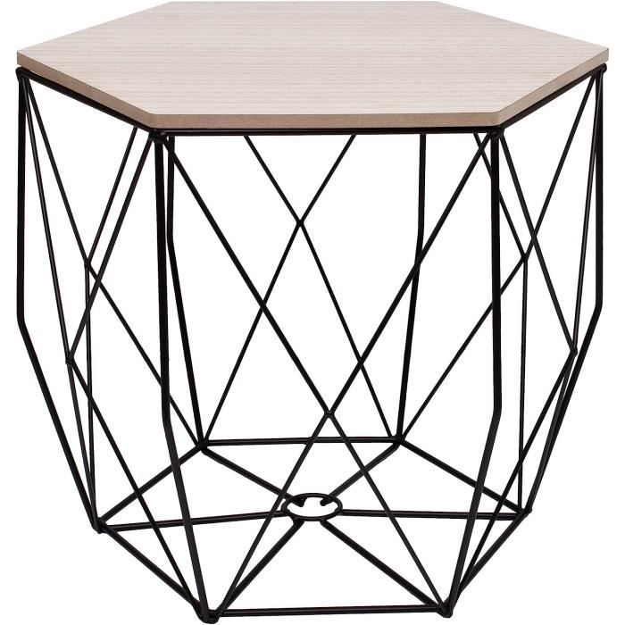 Table d'appoint en métal TRAHOO - Design géométrique - Noir - Cdiscount ...