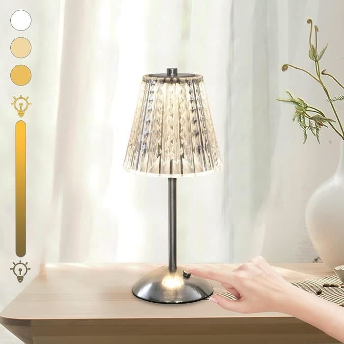 Lampe De Table Led Sans Fil Rechargeable À Intensité Variable : 3 ...