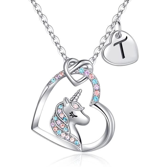 Cadeaux De Collier De Licorne Pour Les Fille, Plaqué Or Blanc 14 Carats ...