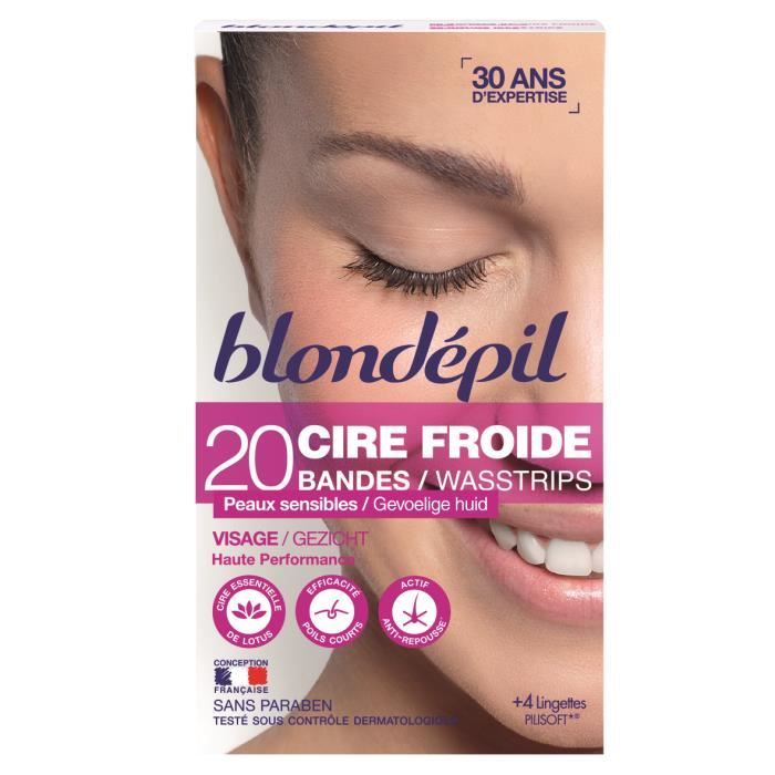 BLONDEPIL 20 bandes de cire froide Haute Performance - Pour visage ...