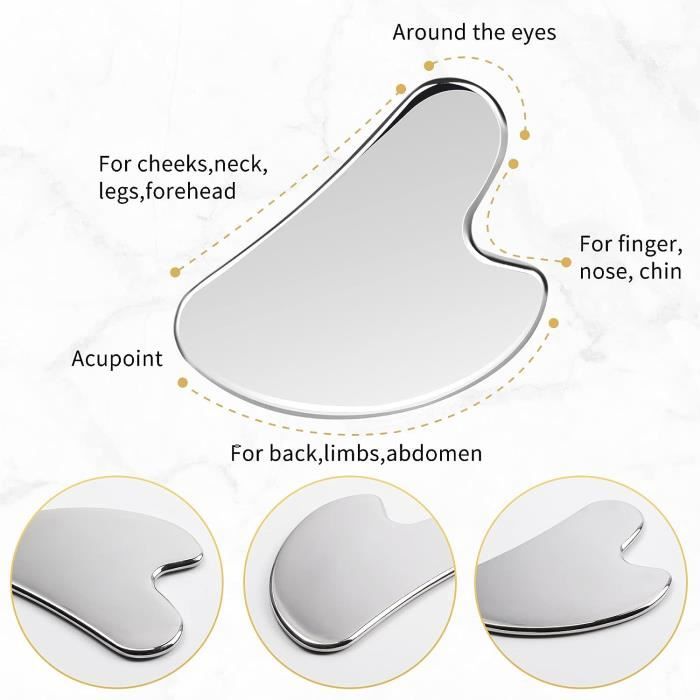 Gua Sha en Acier Inoxydable, Gua Sha Pour le Corps, le Visage, le Cou ...
