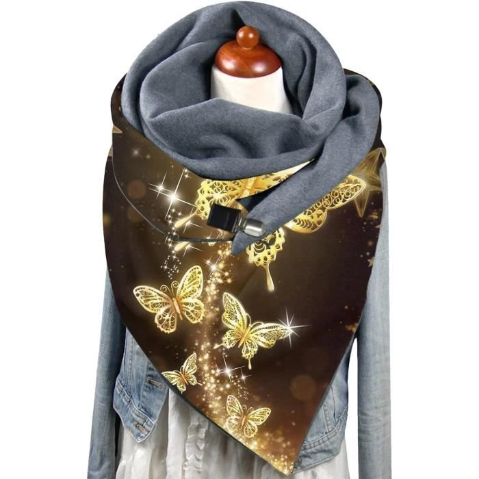 Écharpe Femme Hiver Avec Bouton, Écharpe Triangle Femme Chaud, Vintage ...