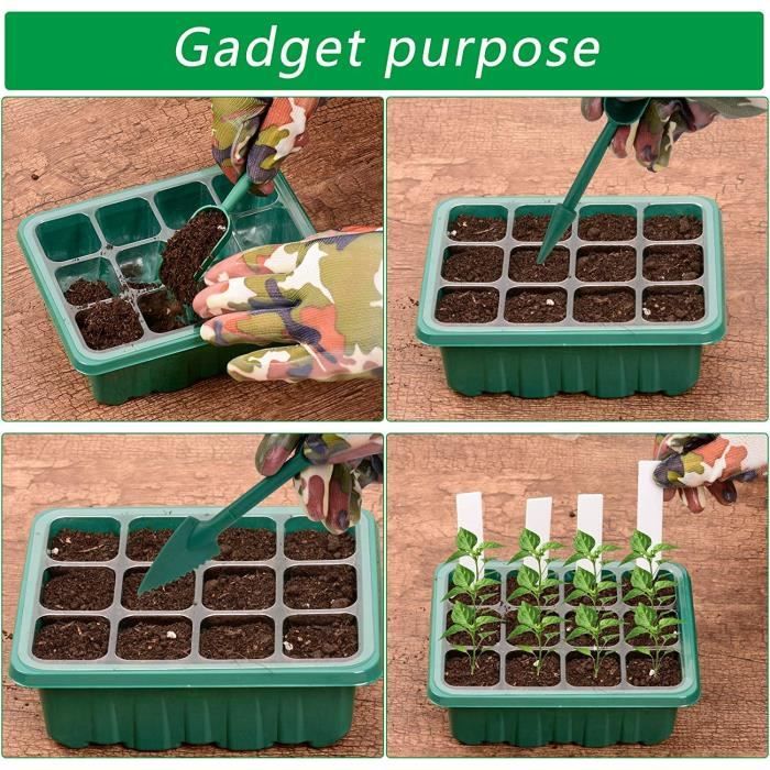 Lot de 8 mini serres d'intérieur pour semis - Plateau de démarrage - 96 ...